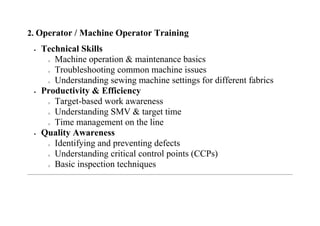 Proposed Training List For Garments Worker & Staff | DOCX