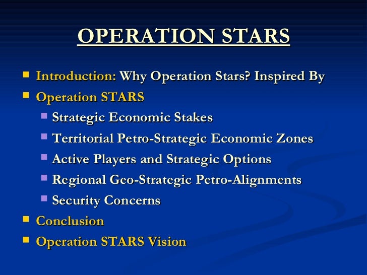 United States Of America\'s PROPOSED Operation Stars
