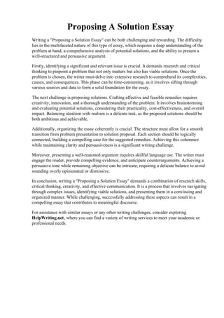 Proposing A Solution Essay.pdfProposing A Solution Essay | PDF
