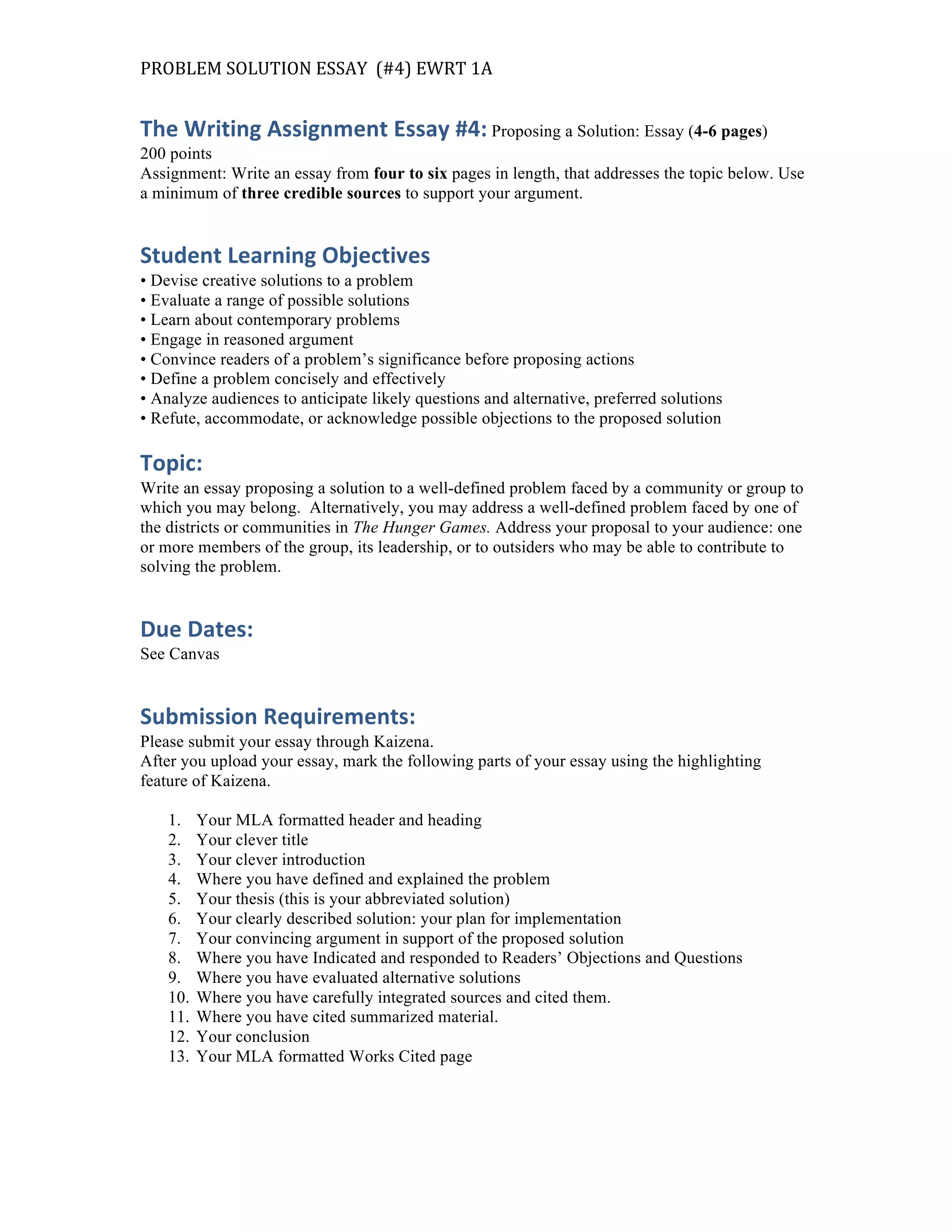 Proposing a solution essay #4 | PDF