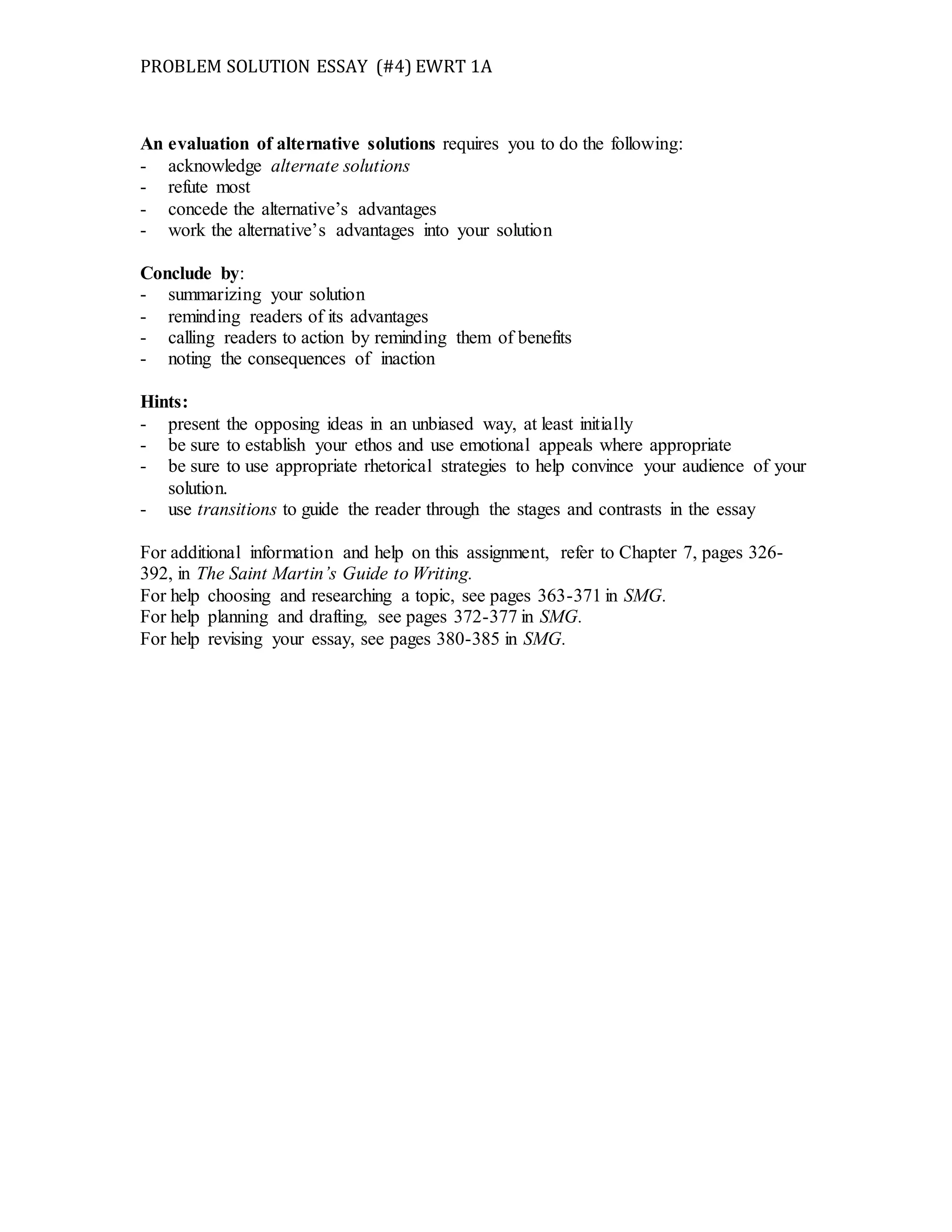 Proposing a solution essay f15 | DOCX | Educational Assessment | Education