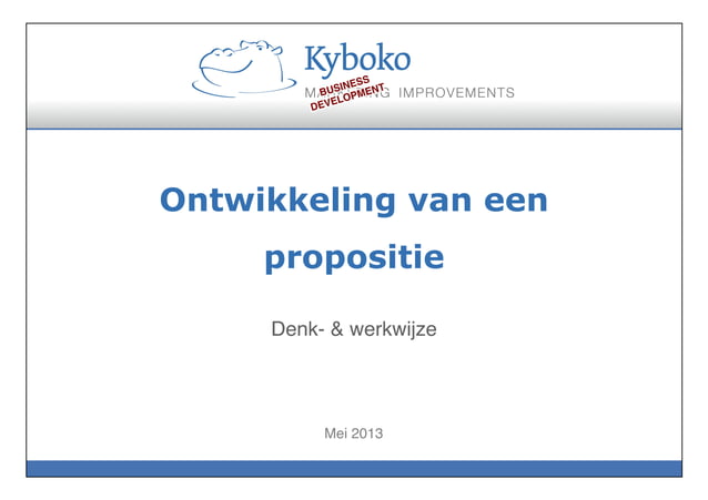 Hoe ontwikkel ik een propositie? | PDF