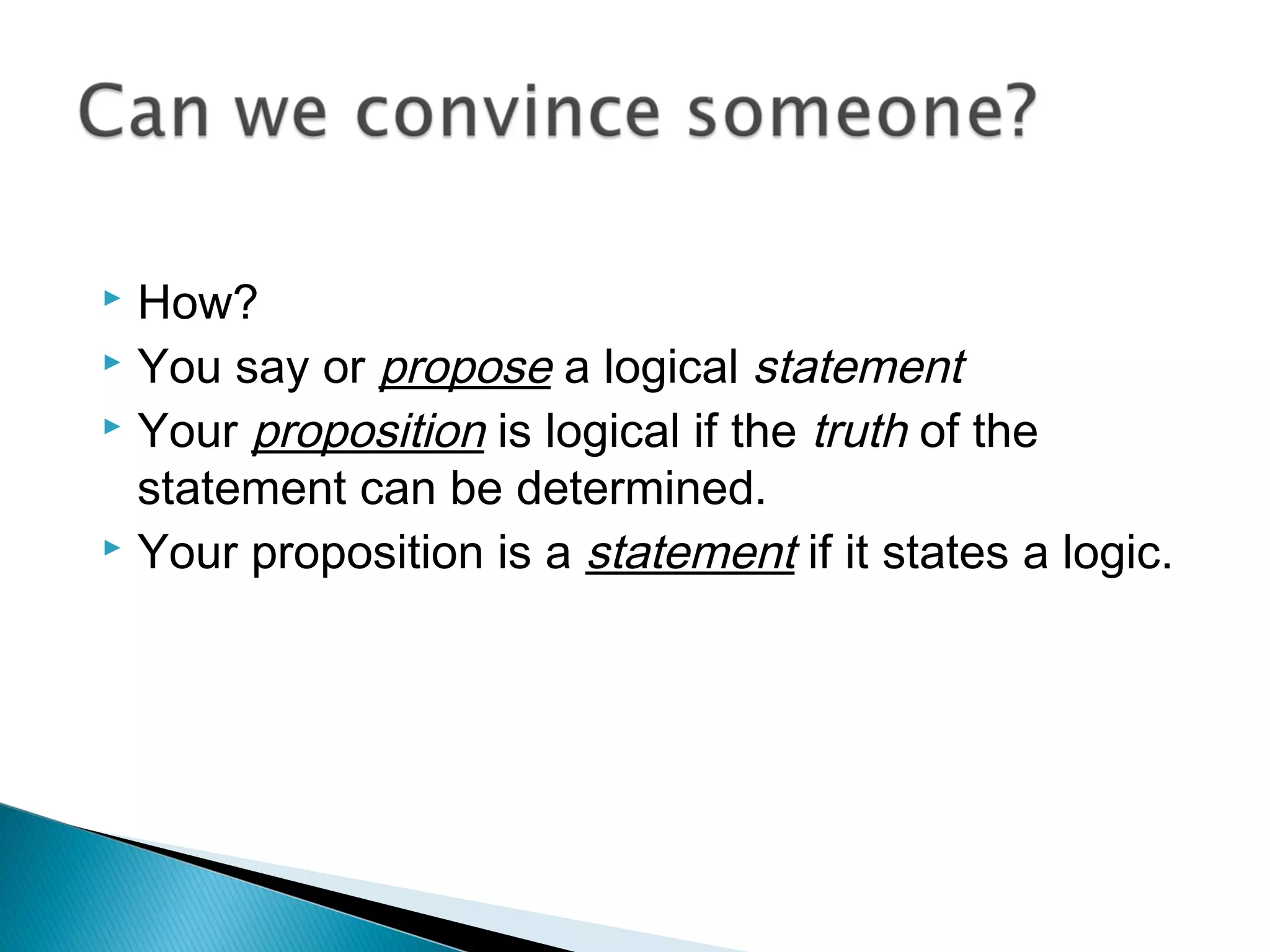 Propositional logic | PPT