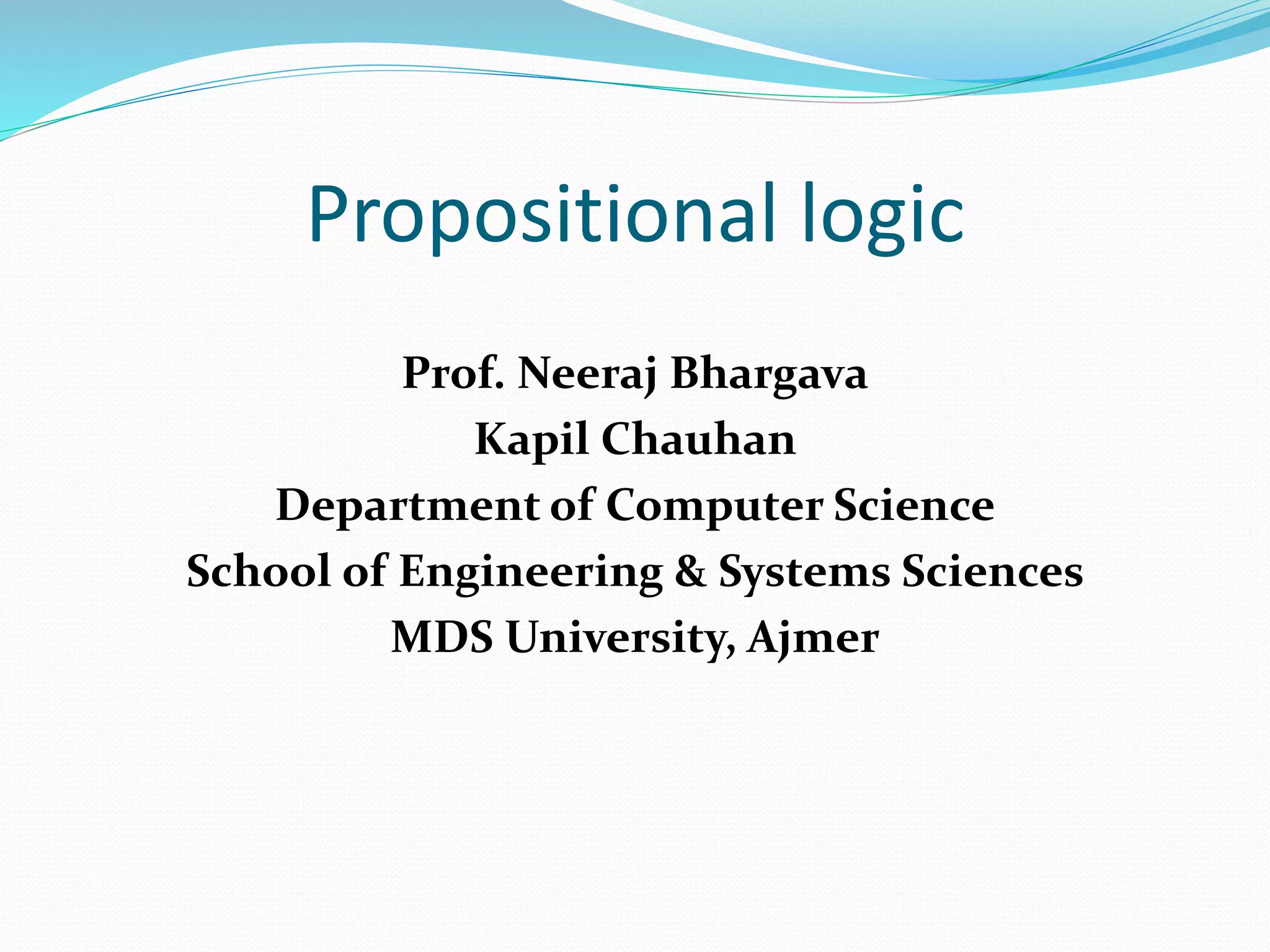 Propositional logic | PPTX