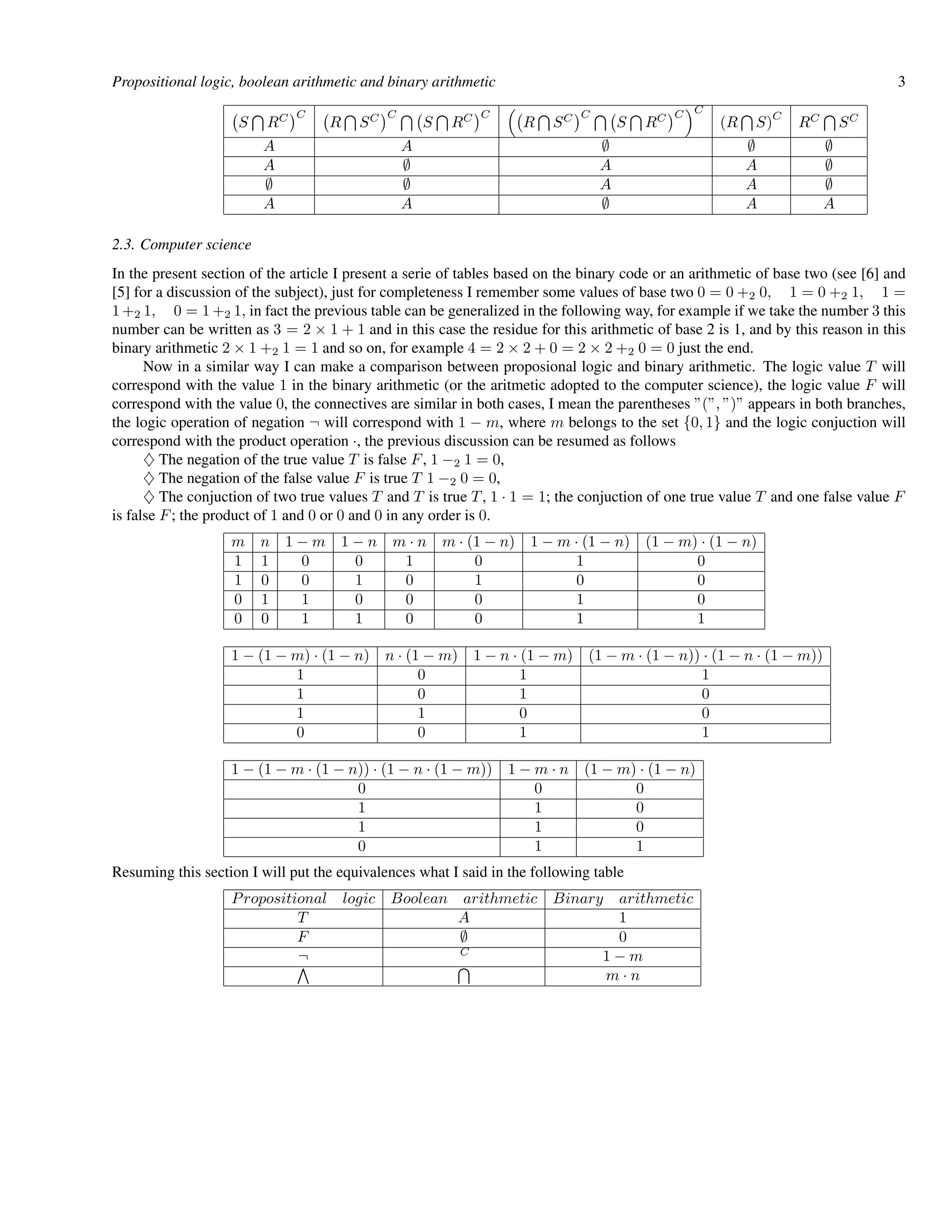 Propositional Logic Boolean Arithmetic And Binary Arithmetic Pdf