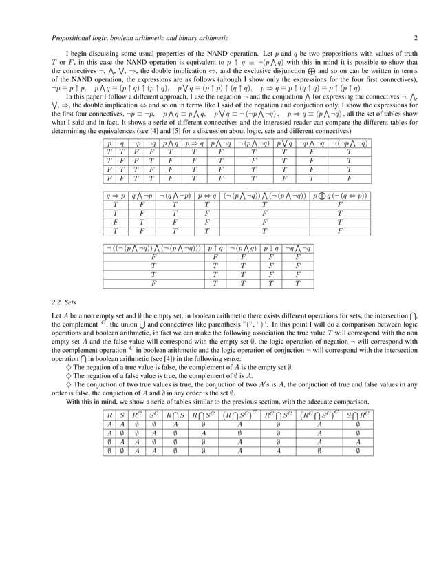 Propositional Logic, Boolean Arithmetic And Binary Arithmetic | PDF