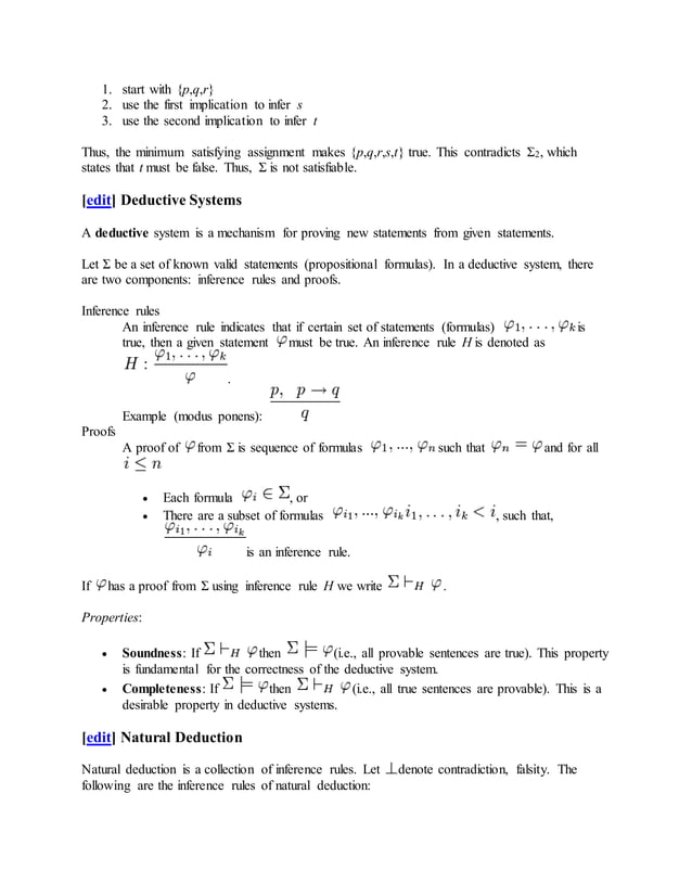 Propositional logic is a good vehicle to introduce basic properties of ...