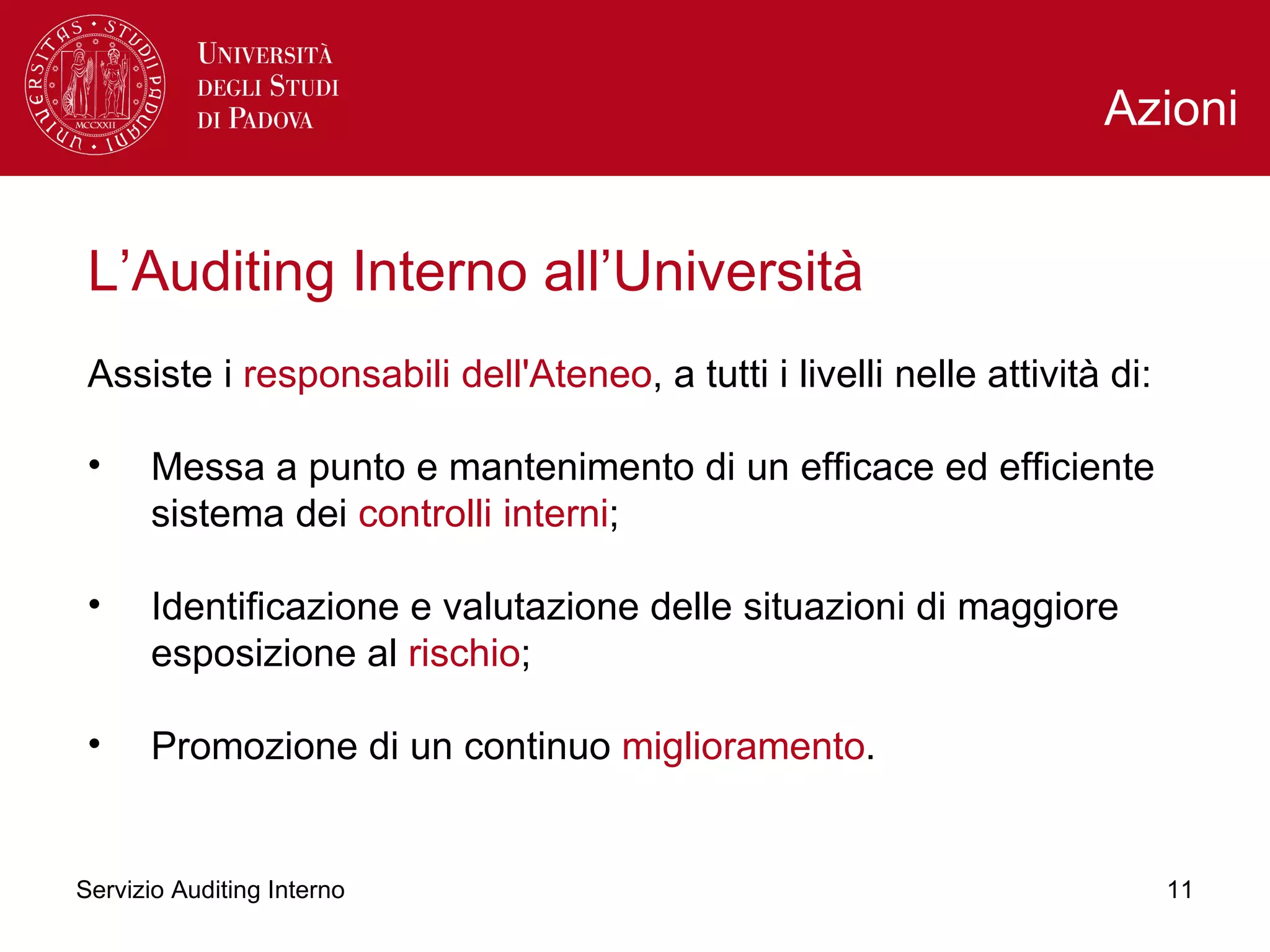 Auditing Interno all'Università di Padova | PPS