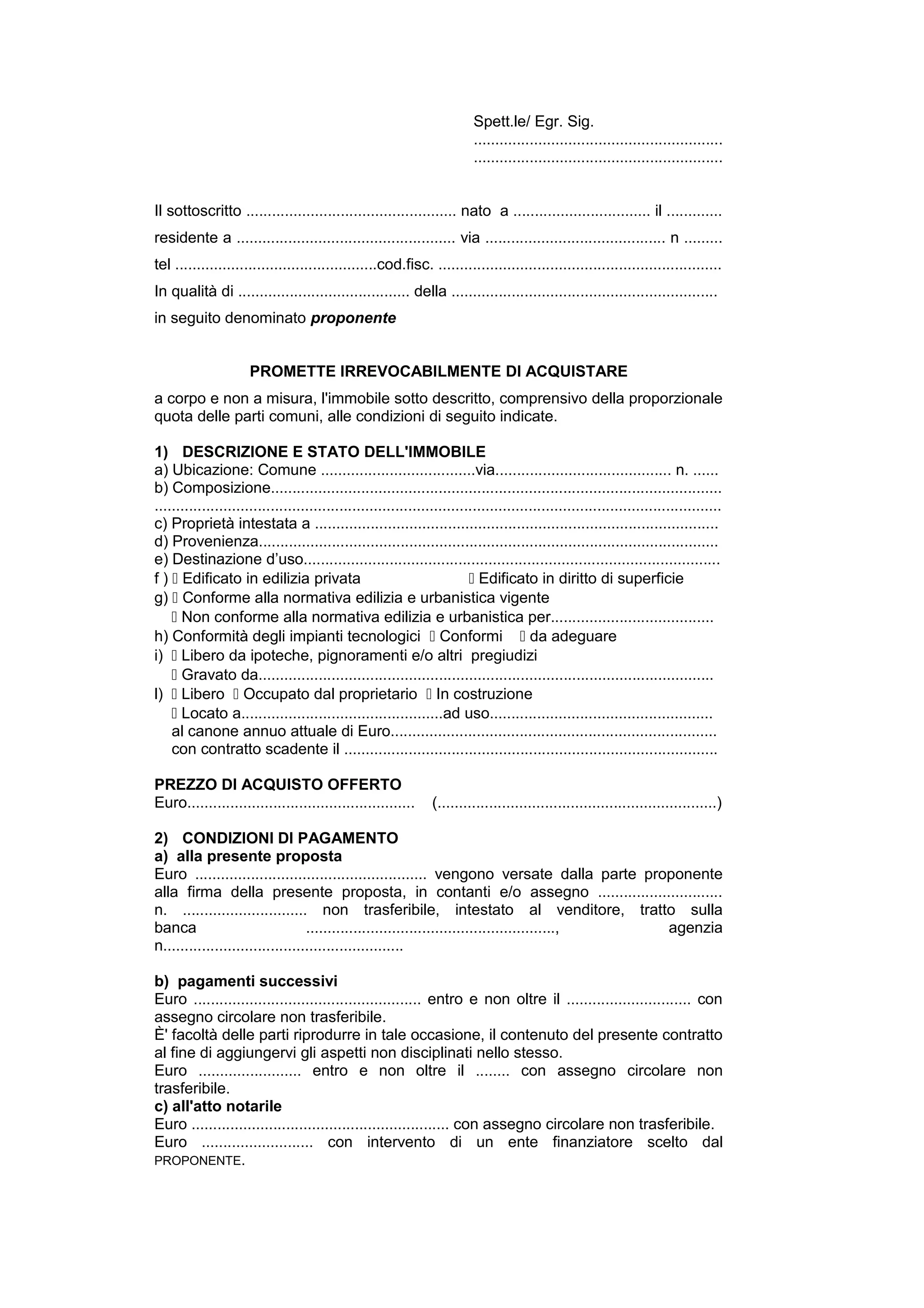 Modello proposta acquisto | DOC