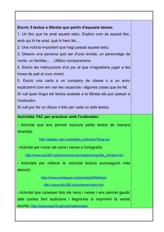 Proposta deures estiu 2n | PDF