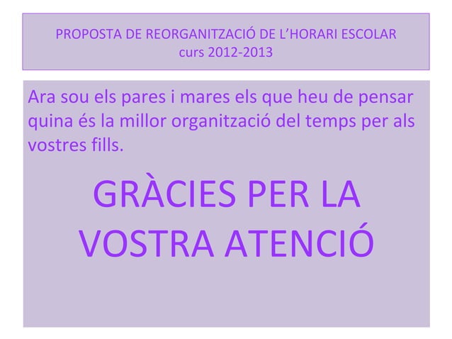 Proposta horari escolar | PPT