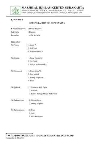 Contoh Proposal tpa mendongeng | PDF