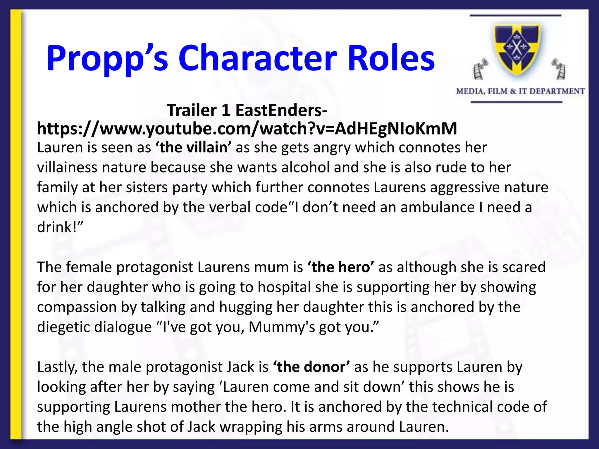 Propp character roles and narrative functions extension task | PPT