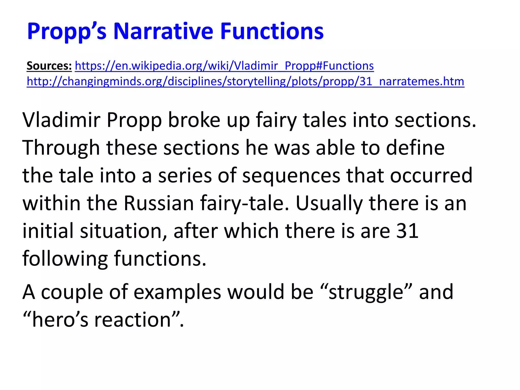 Propps Character Roles And Narrative Functions - Maryasiye Kircin | PPTX