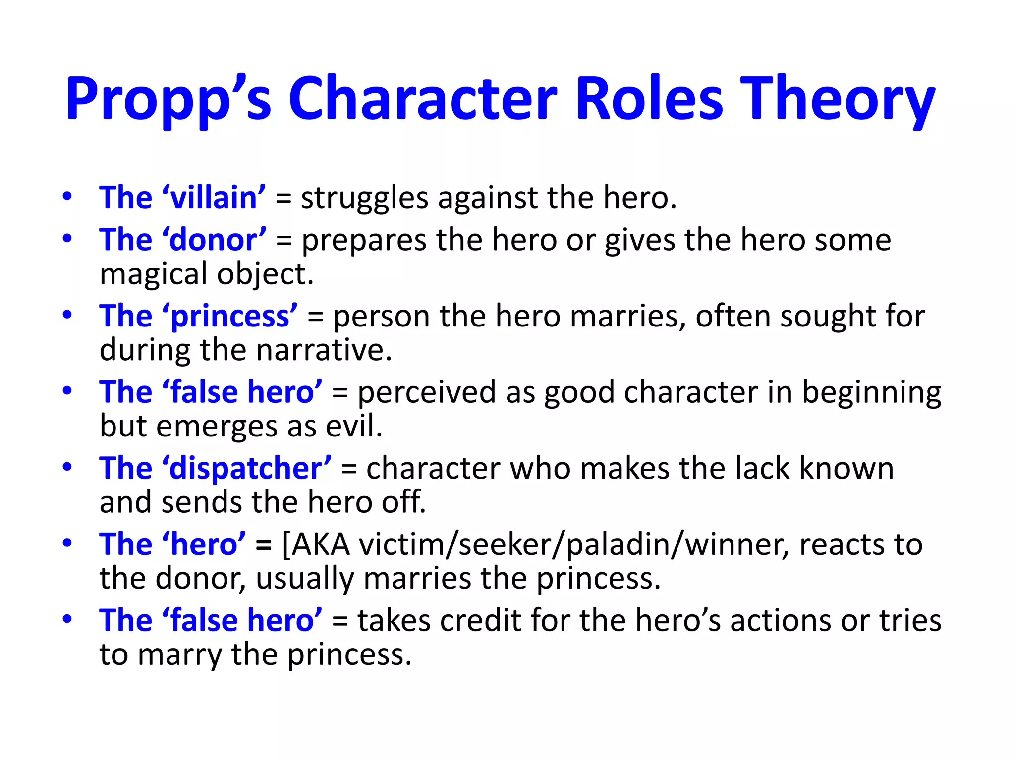 Propps Character Roles And Narrative Functions - Maryasiye Kircin | PPTX