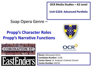 Propps Character Roles And Narrative Functions - Maryasiye Kircin | PPTX