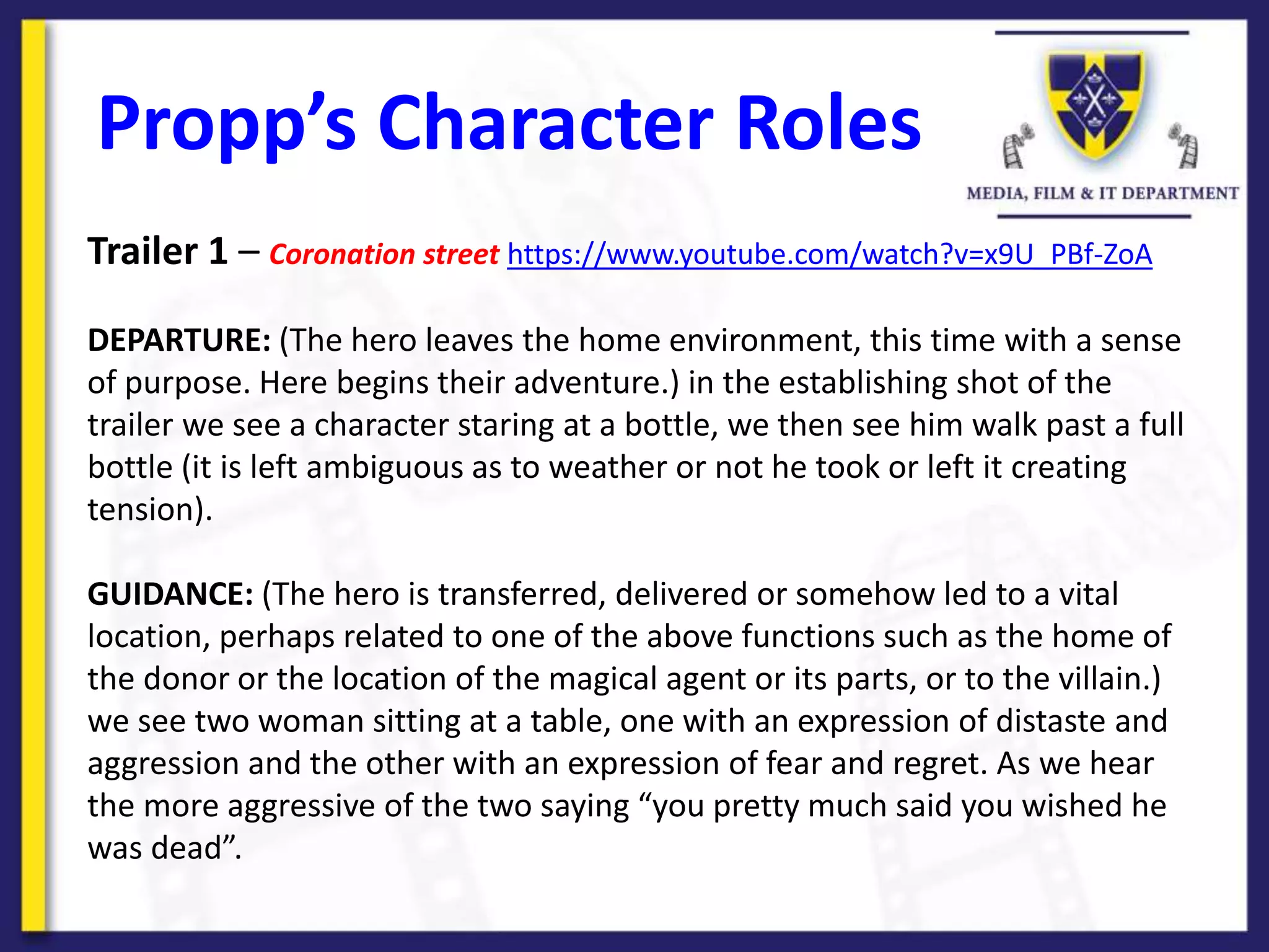Propp's character roles and narrative functions | PPT