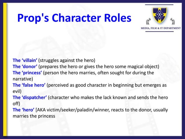 Propp's character roles and narrative functions | PPT