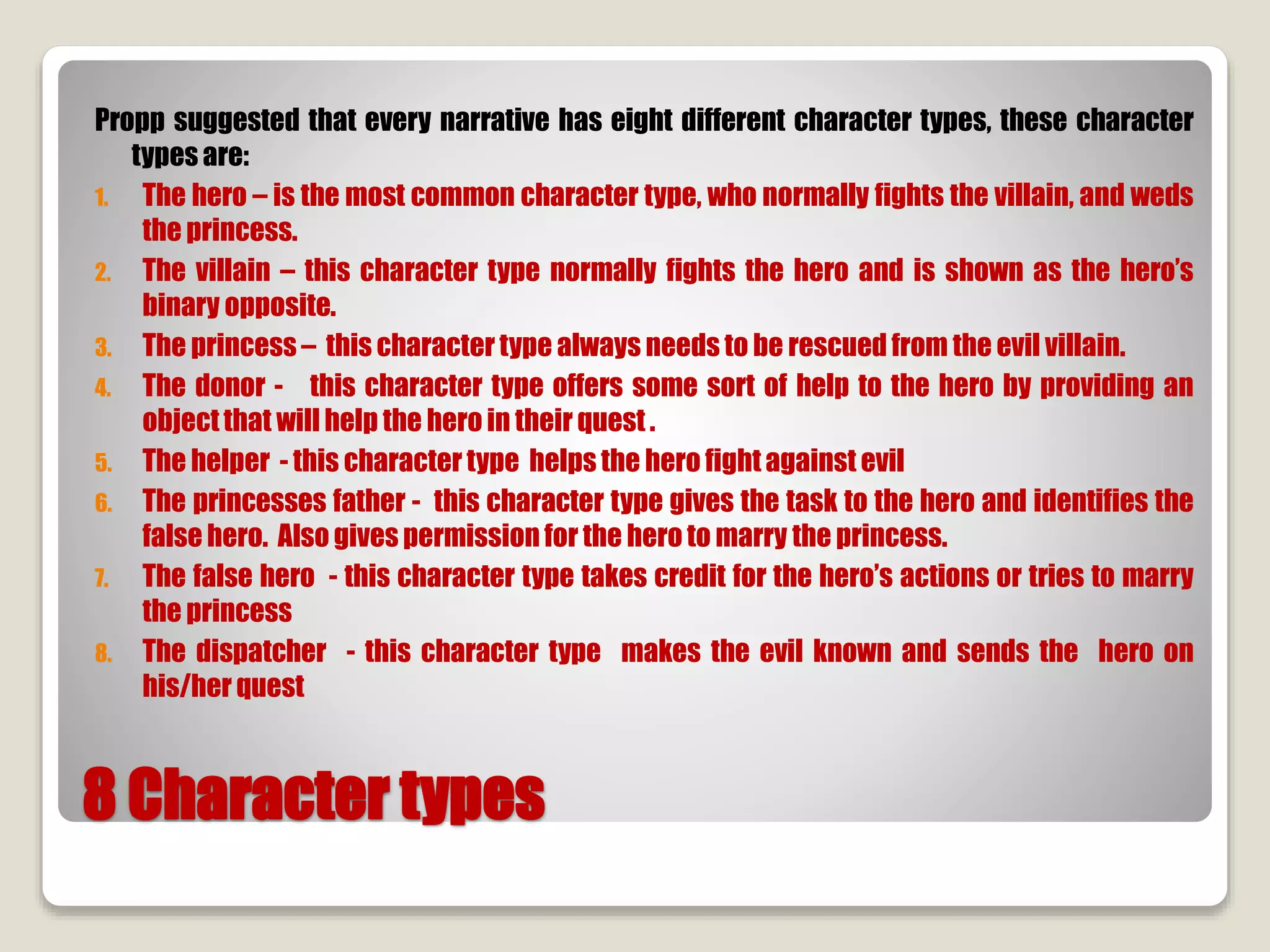 Propp’s character theory | PPTX