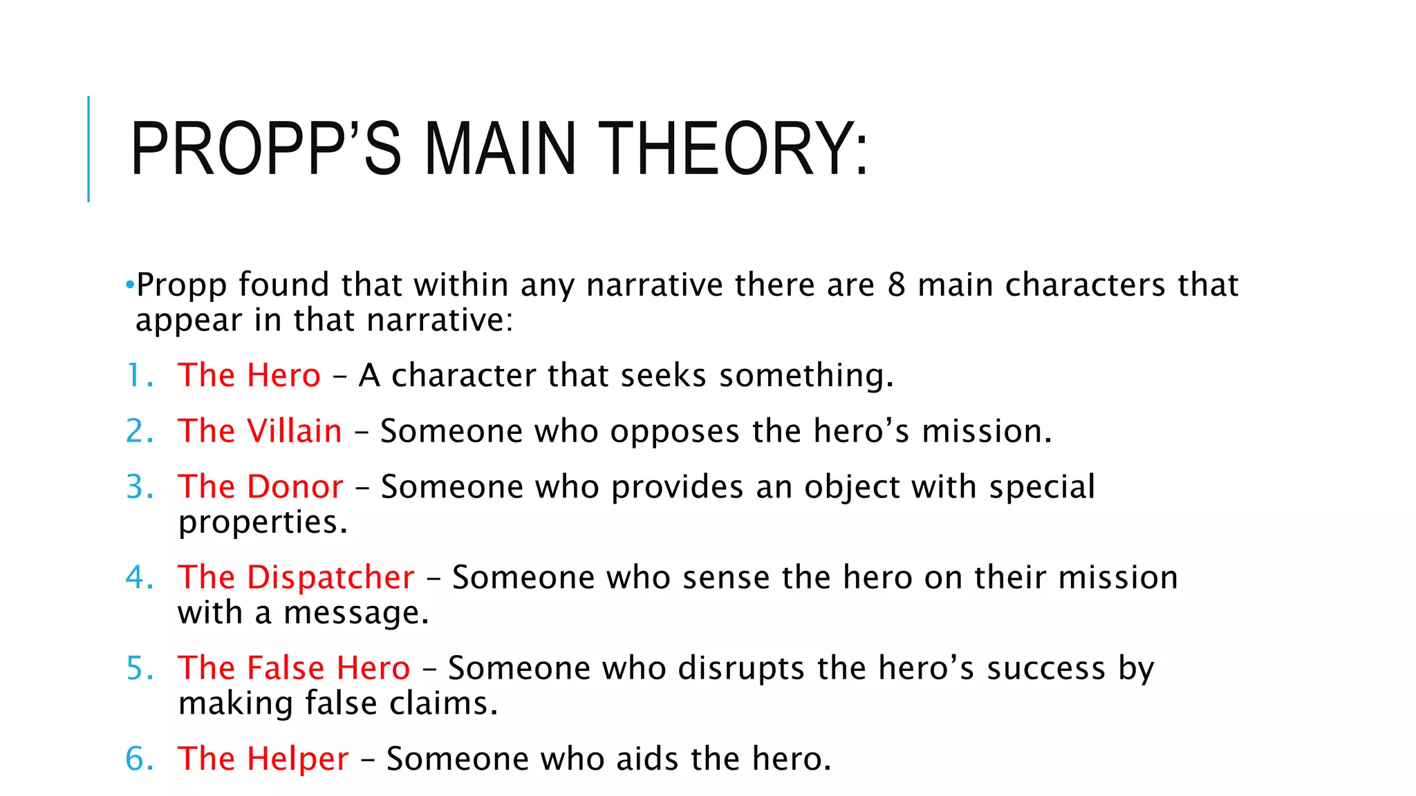 Propp's Character Theory | PPTX