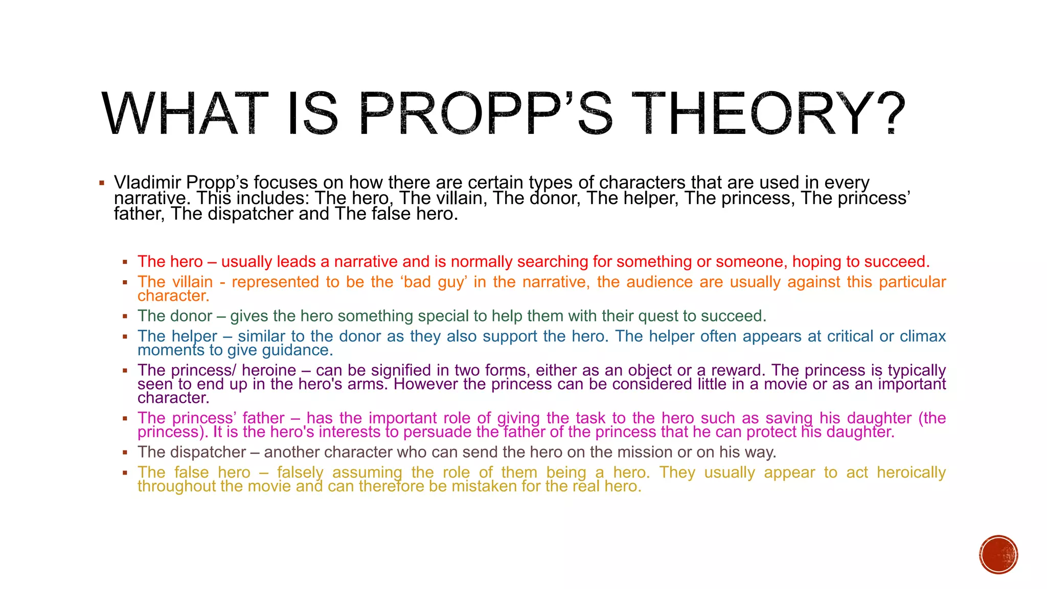 Propps character theory. | PPTX