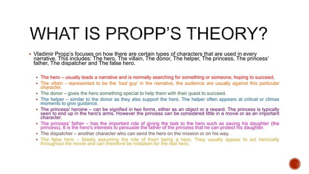 Propps character theory. | PPTX