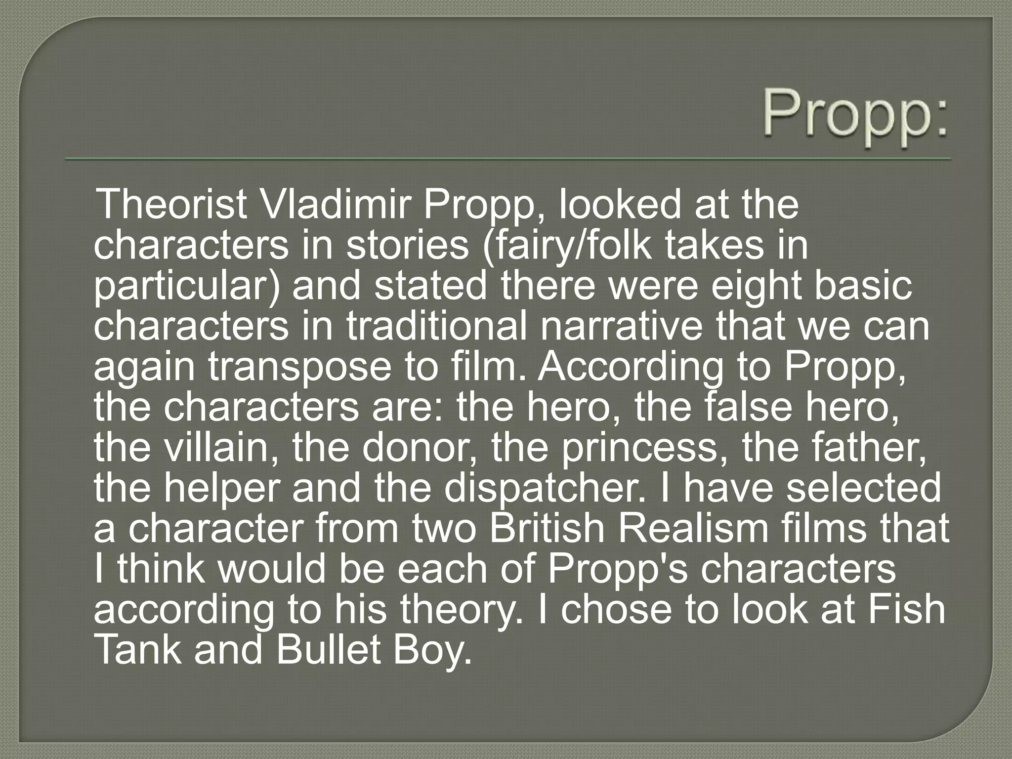 Applying Propp’s Character types | PPTX | Genres