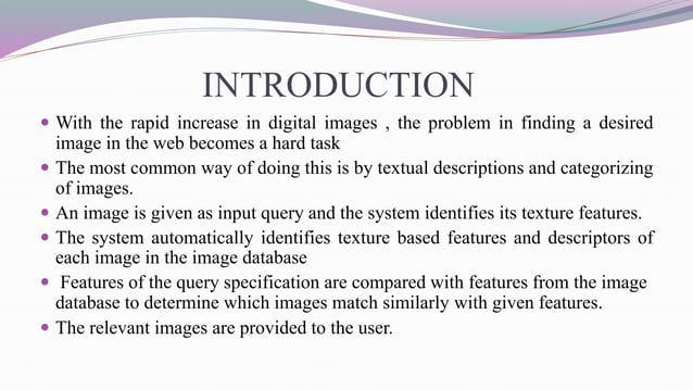 Texture based image retrieval system | PPTX