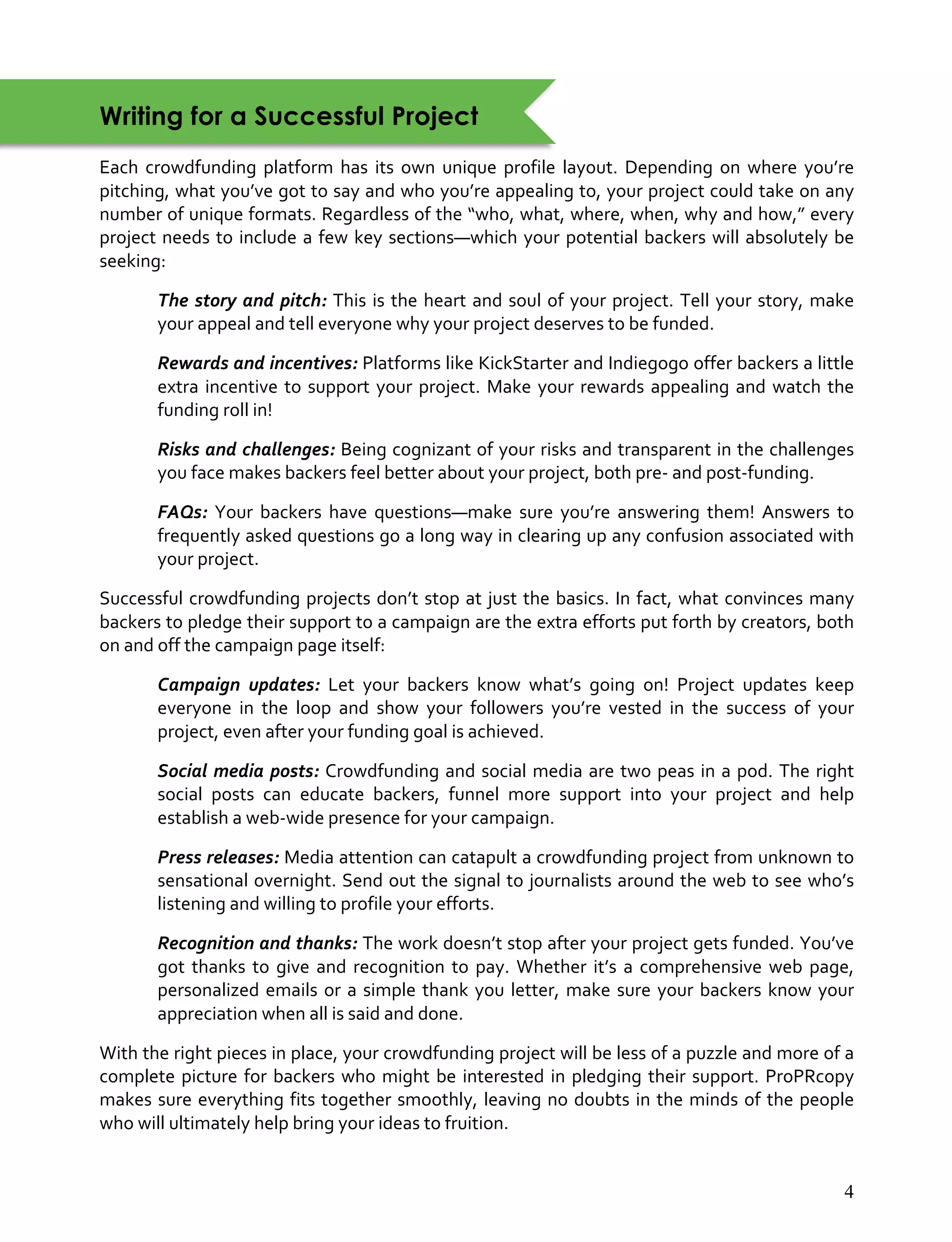 Content Writing for Crowdfunding Campaigns | PDF
