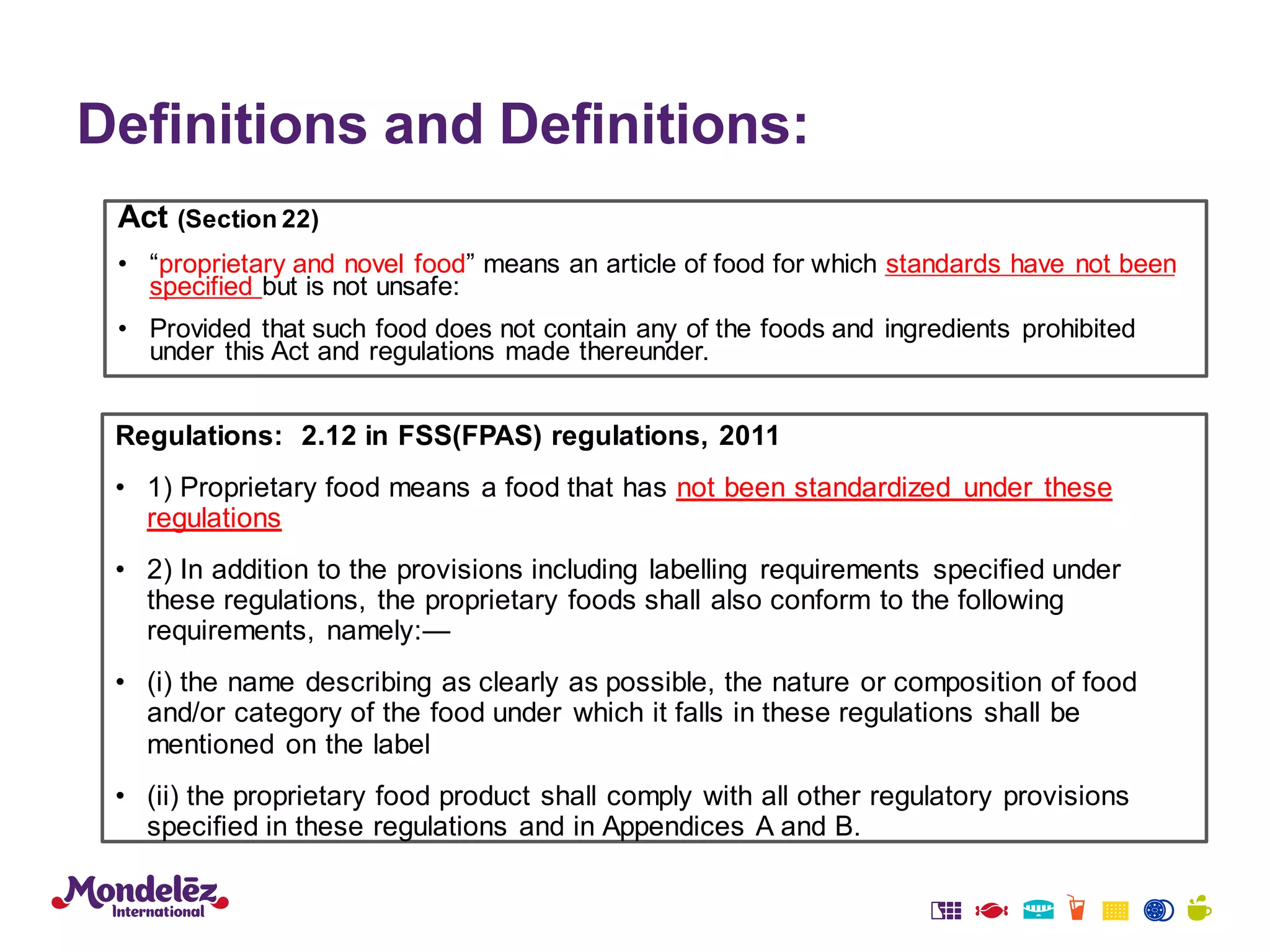 Proprietary Foods: New Definition 2016