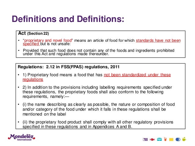 Proprietary Foods: New Definition 2016