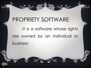 Proprietary software and types of licenses | PPTX