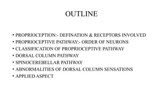 PROPRIOCEPTIVE PATHWAY.pptx involving information about sense of ...