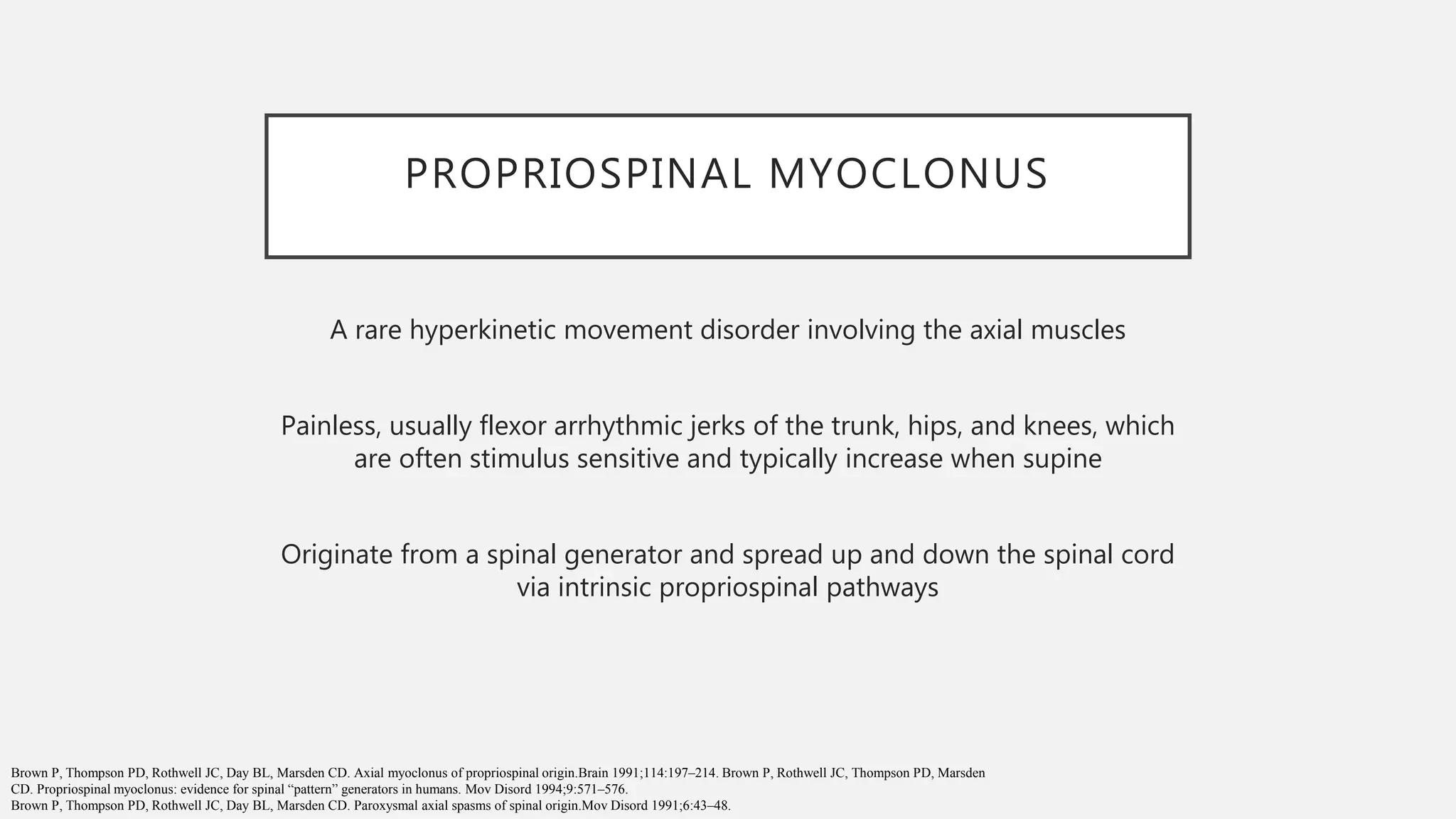 Propriospinal Myoclonus | PPTX