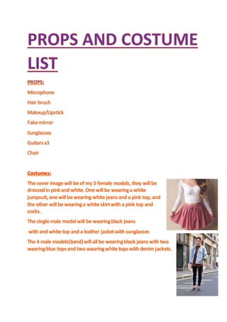 Props and costume list | DOCX | Women\'s Outerwear | Women\'s Clothing