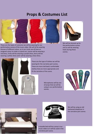 Props + costume list | DOCX