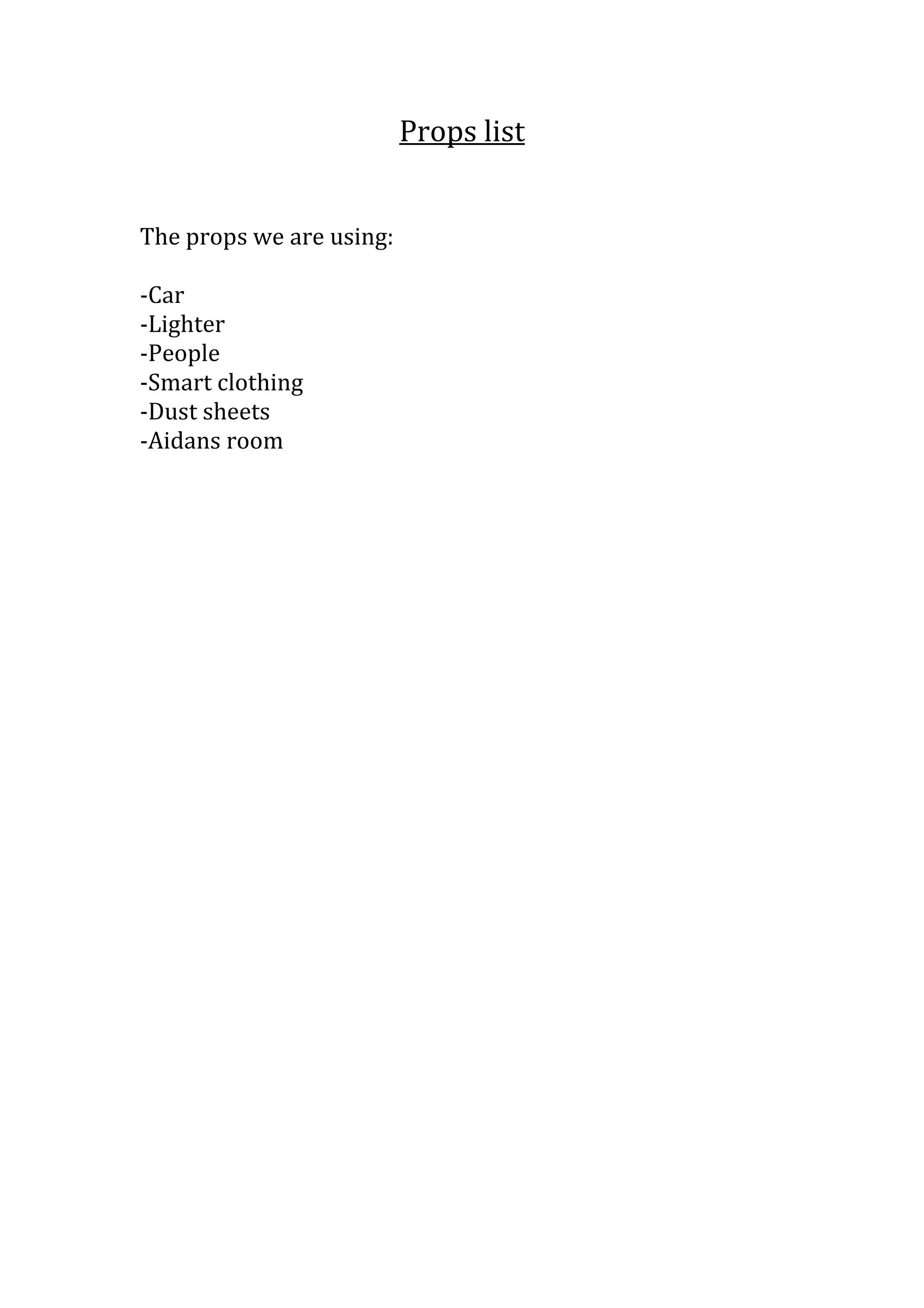 Props list | DOCX | Style & Fashion