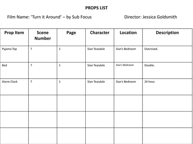 Props list | PPT