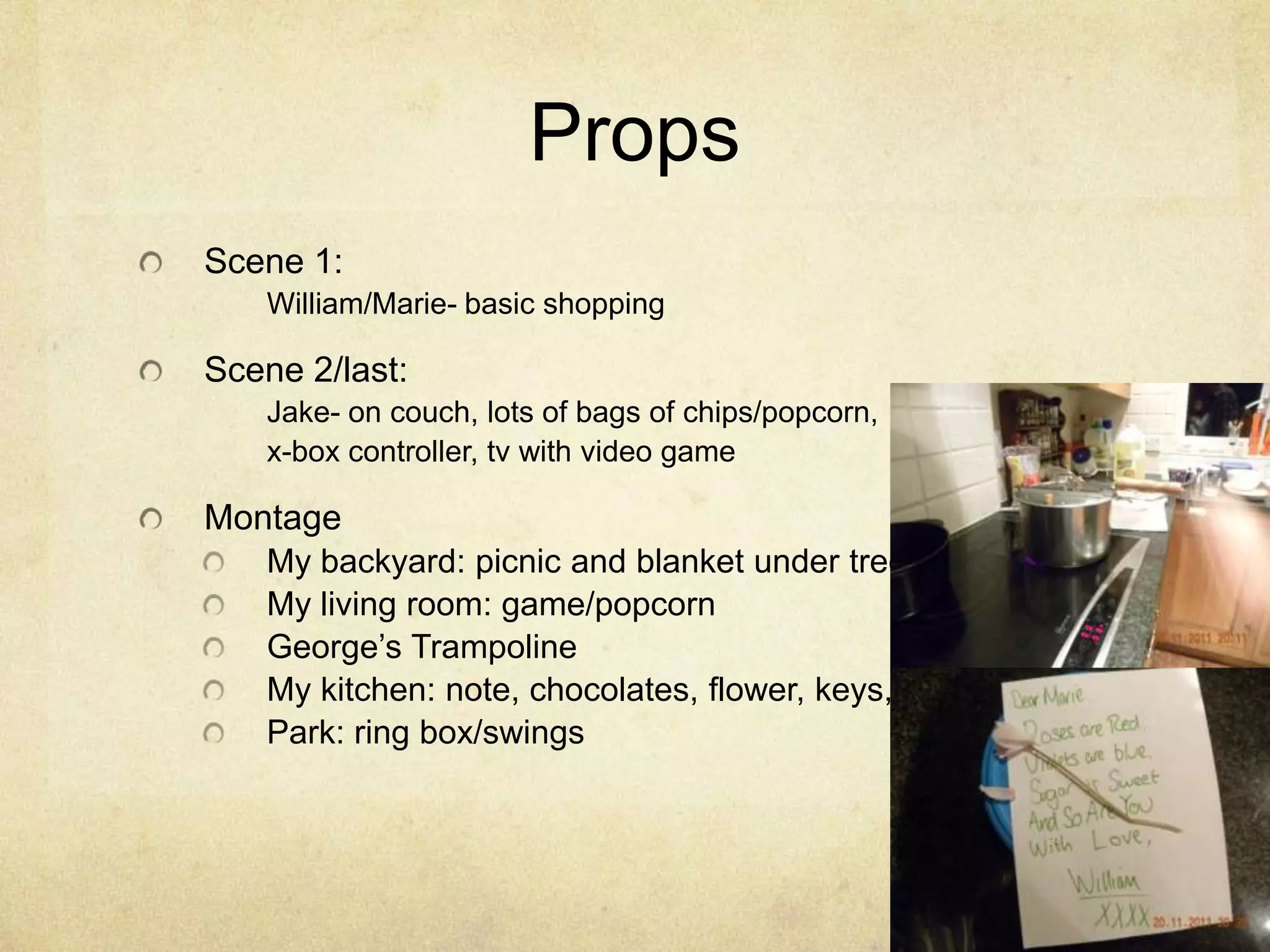 Props locations characters shot list | PPT