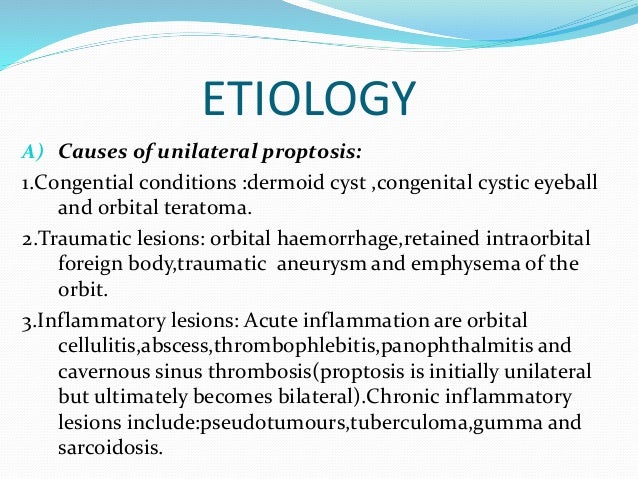 Unilateral Proptosis Proptosis: Clinical And Etiological Features