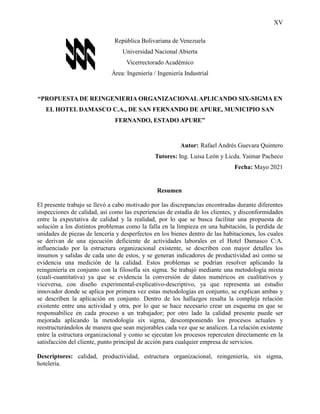 Propuesta de reingenieria organizacional aplicando six sigma en el ...