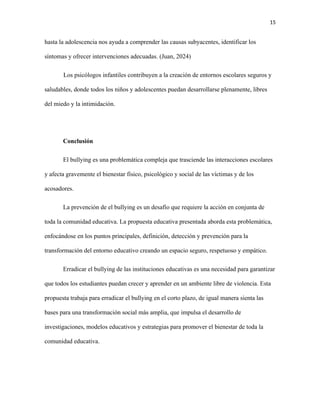 propuesta educativa para la prevención del Bullying | DOCX