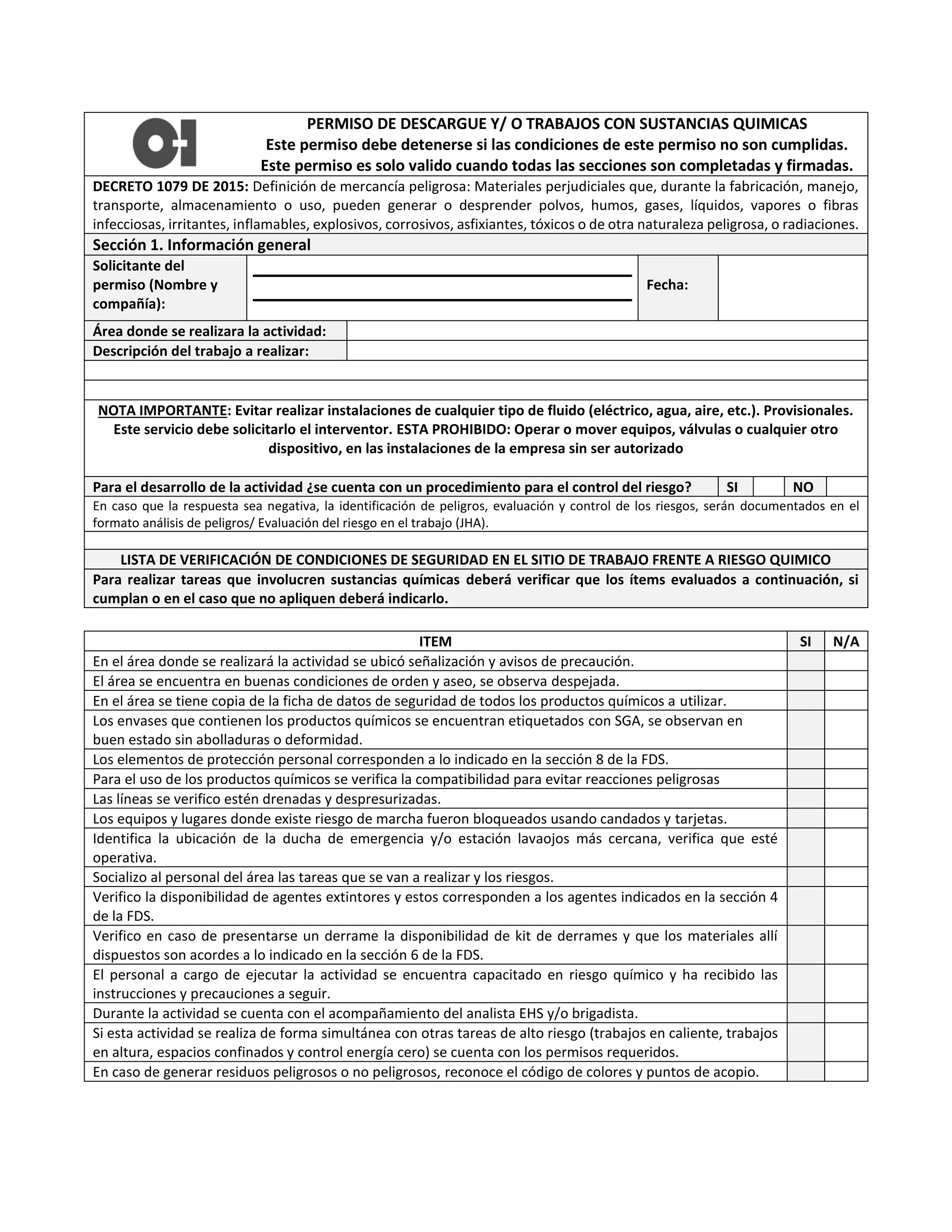 PROPUESTA MEJORA PERMISO DE TRABAJO CON SUSTANCIAS QUIMICAS V1_Mayo ...