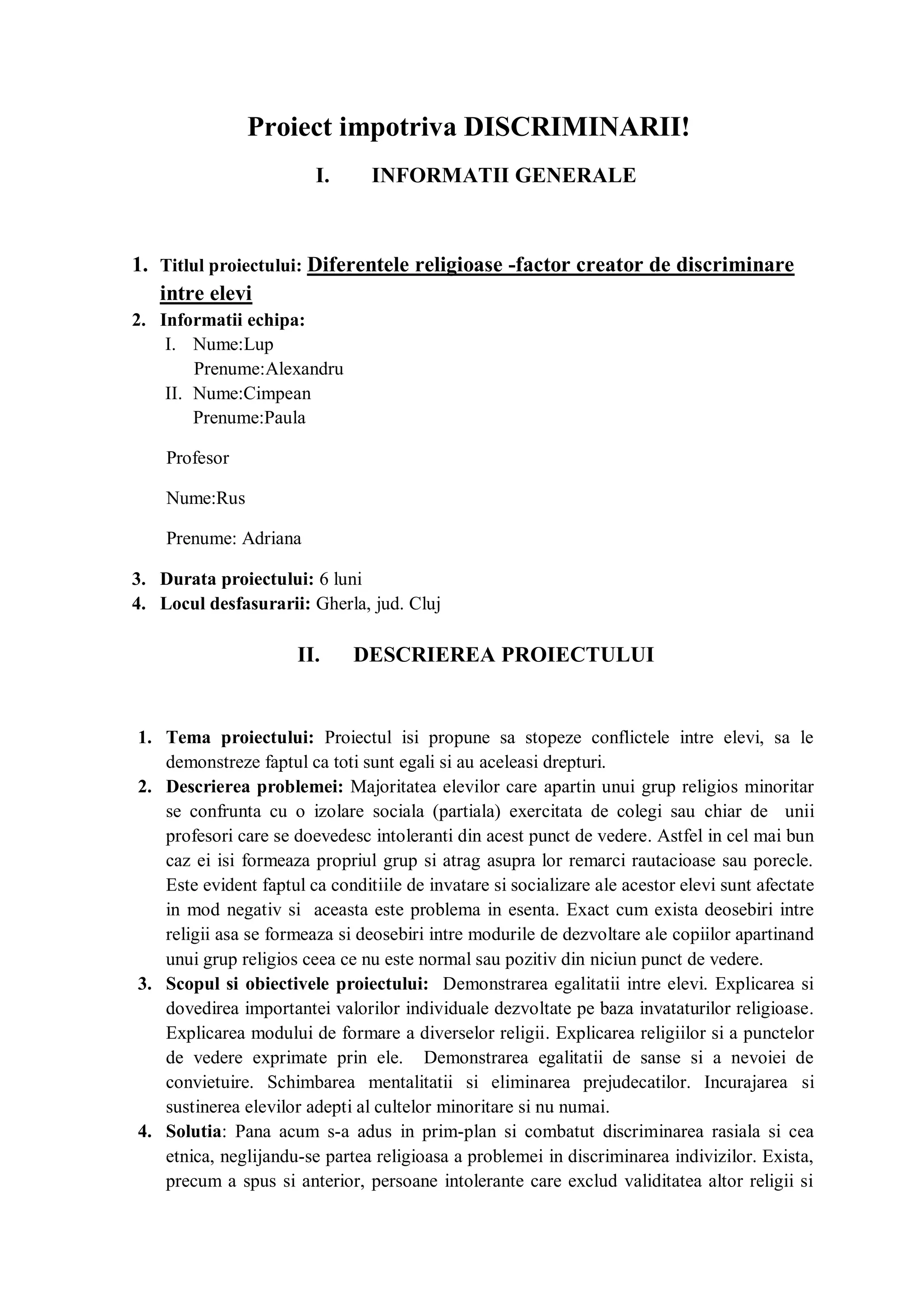 Propunere proiect | PDF