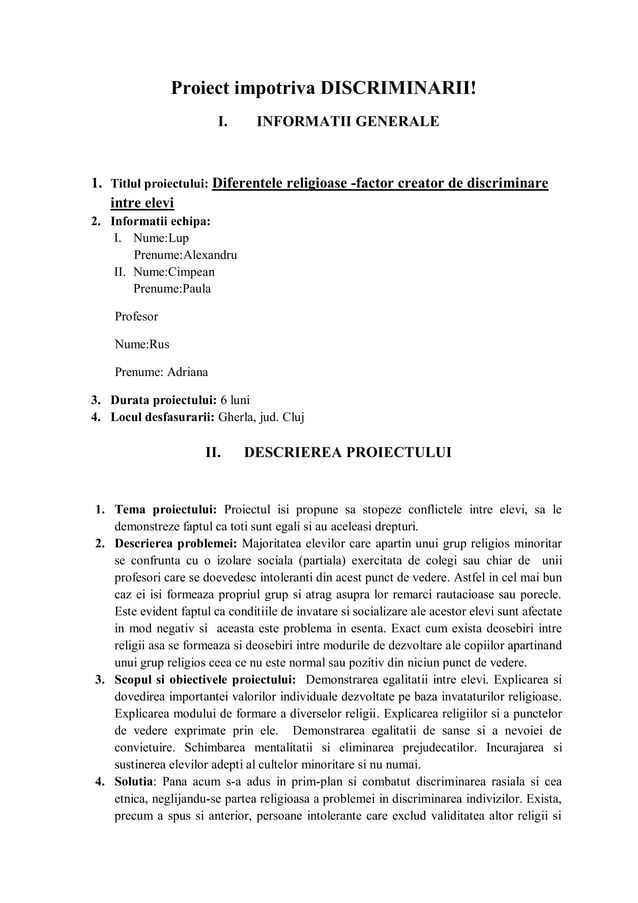 Propunere proiect | PDF