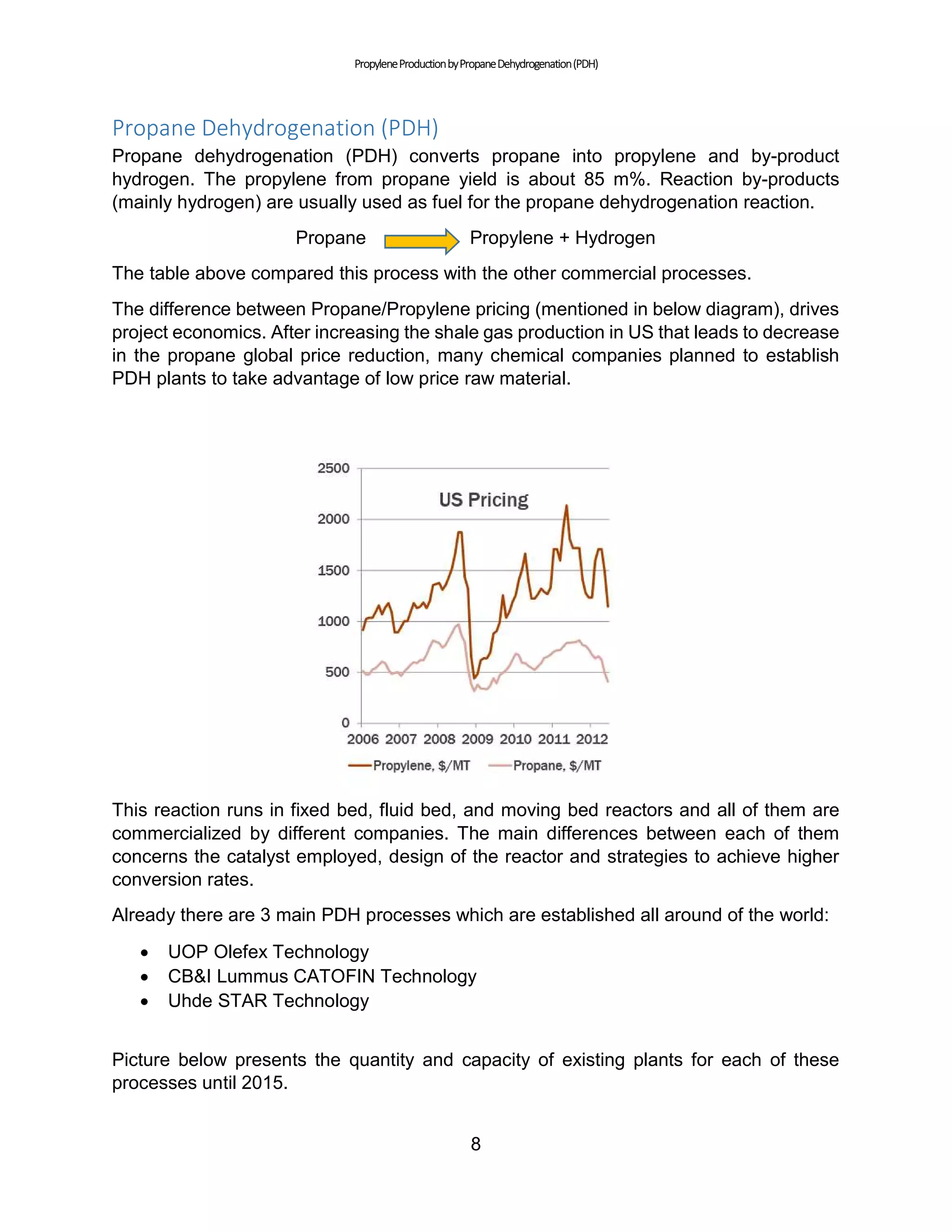 Propylene Production by Propane Dehydrogenation (PDH) | PDF | Chemistry ...
