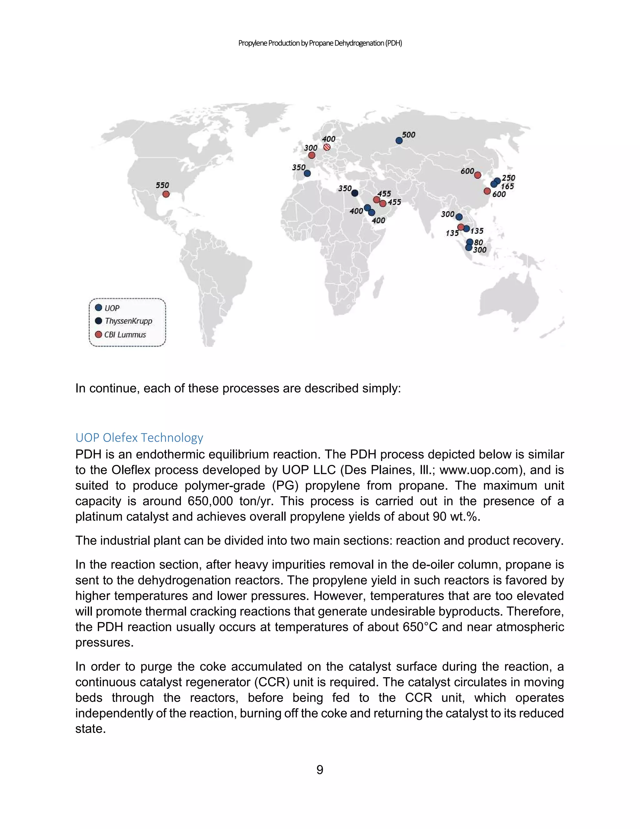 Propylene Production by Propane Dehydrogenation (PDH) | PDF
