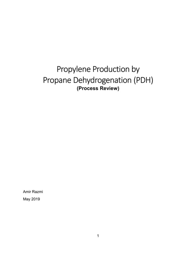 Propylene Production by Propane Dehydrogenation (PDH) | PDF | Chemistry ...