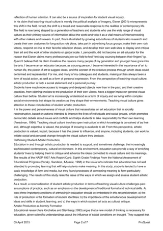 The Importance of Student Artistic Production to Teaching Visual ...