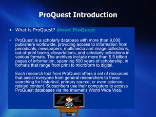 Pro Quest For Students And Teachers | PPTX